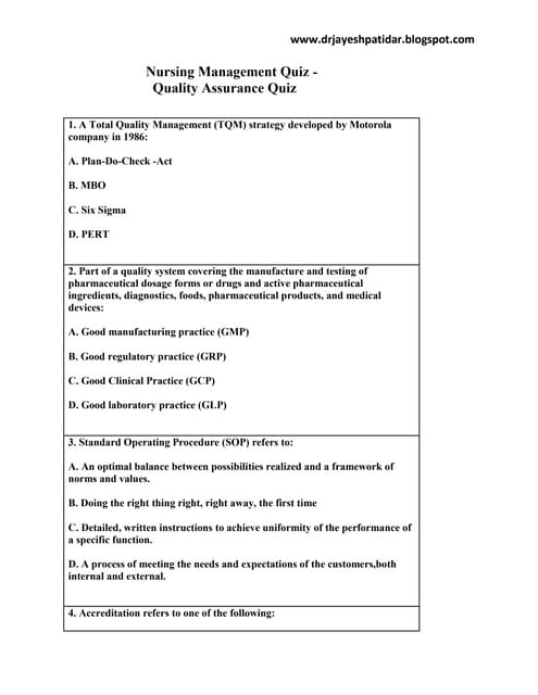 Mcqs in management and healthcare administration | PDF