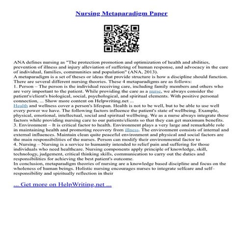 Metaparadigm of Nursing Theories | PPTX