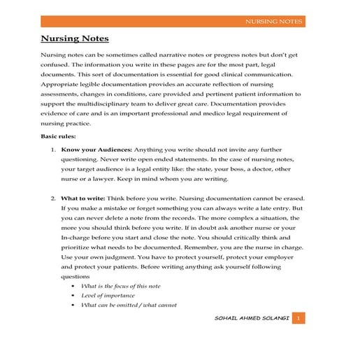 Nursing notes | PDF
