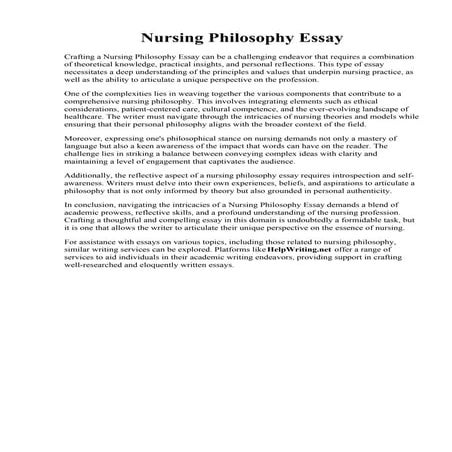 Nursing Philosophy Essay | PDF