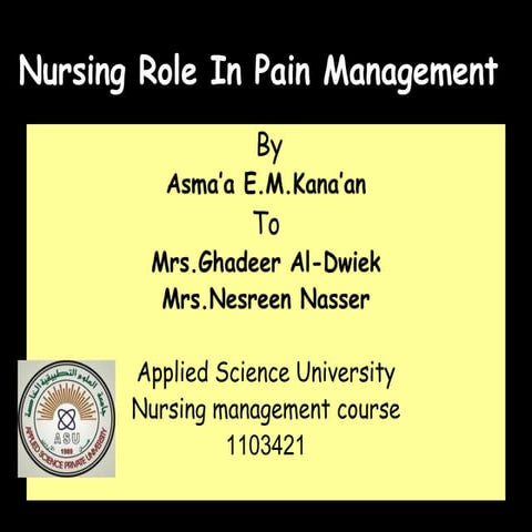 Nursing role in pain management | PPT