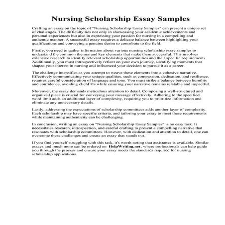 Nursing Scholarship Essay Samples | PDF
