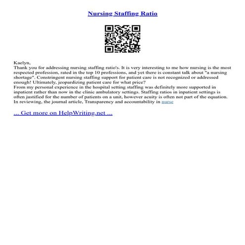Nursing Staffing Ratio | PDF
