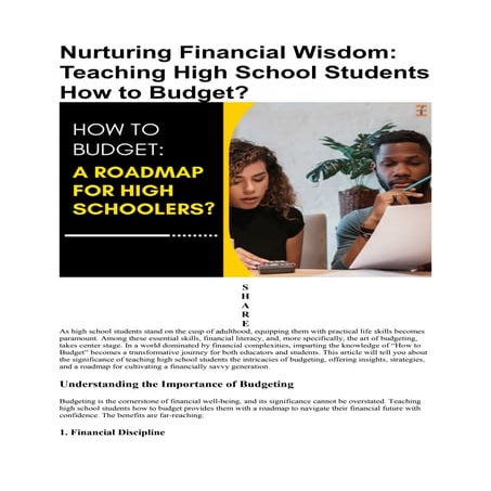Teaching High School Students "How to Budget?": 7 Best Strategies ...