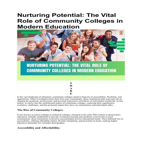 Nurturing Potential: The Vital Role of Community Colleges in Modern ...