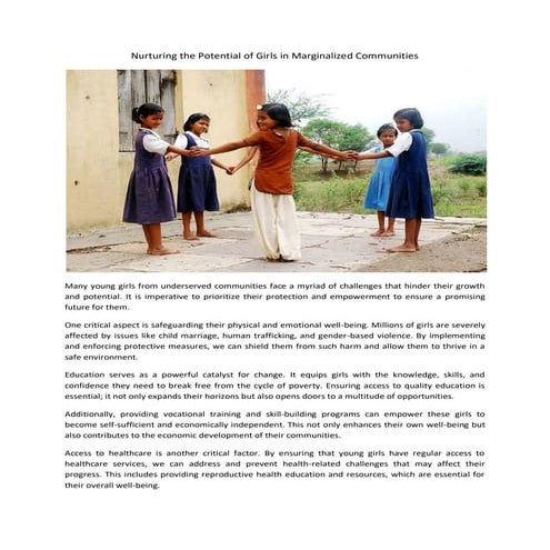 Educational Empowerment for Underprivileged Children in India | PDF