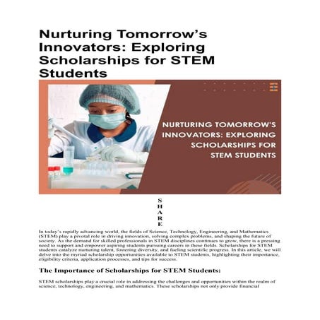 Nurturing Tomorrow's Innovators: Exploring Scholarships for STEM ...