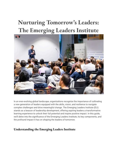 Nurturing Tomorrows Leaders The Power Of Emerging Leaders Programspdf