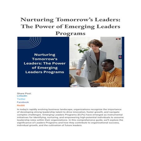 Nurturing Tomorrow’s Leaders_ The Power of Emerging Leaders Programs.pdf | Human Resources ...