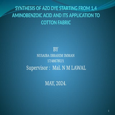 NUSY Proposal slide on a reactive dye synthesis | PPTX