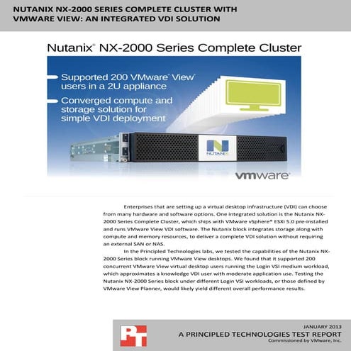 Nutanix NX-2000 Series Complete Cluster with VMware View: An integrated ...