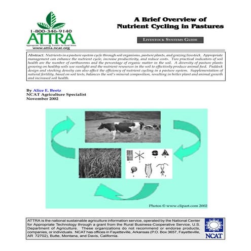 A Brief Overview of Nutrient Cycling in Pastures | PDF