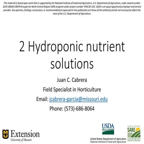 Hydroponic nutrient solution for vegetables | PDF
