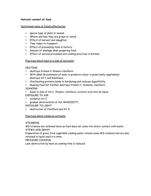 Preserving Nutrients in Food/Preservation of Nutrients | PPT