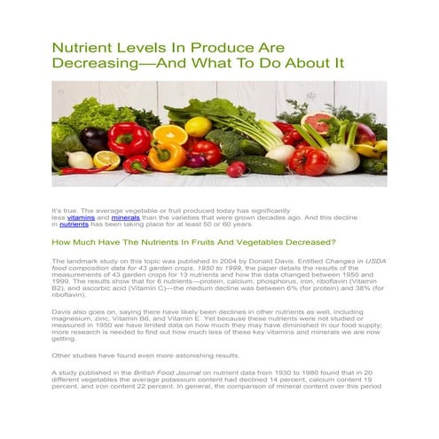 Nutrient Levels In Produce Are Decreasing—And What To Do About It | PDF
