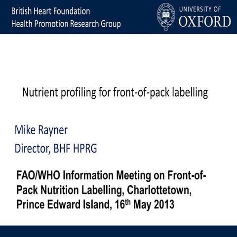 Nutrient Profiling For Fop Labelling 2013 Pdf