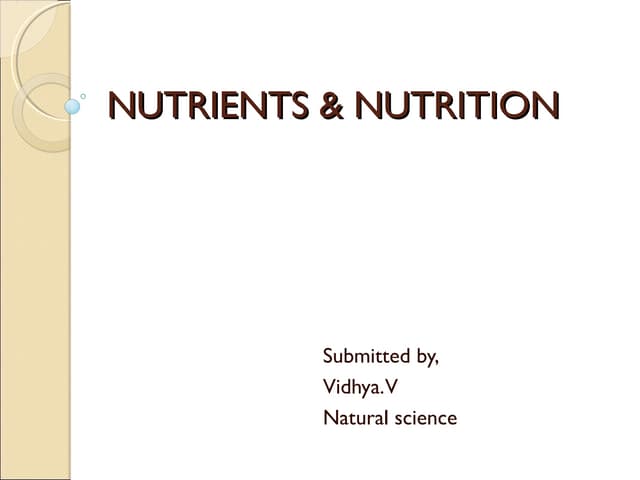 The Six Essential Nutrients: Lesson Plan And Worksheet | PDF ...