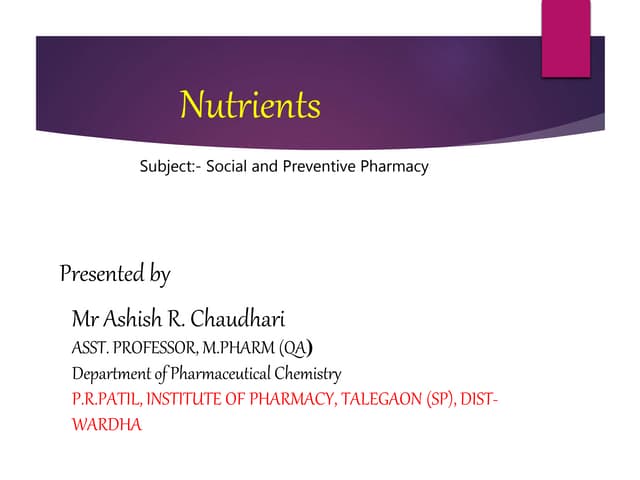 Elements of nutrition macro & micro nutrients | PPTX | Chemistry | Science