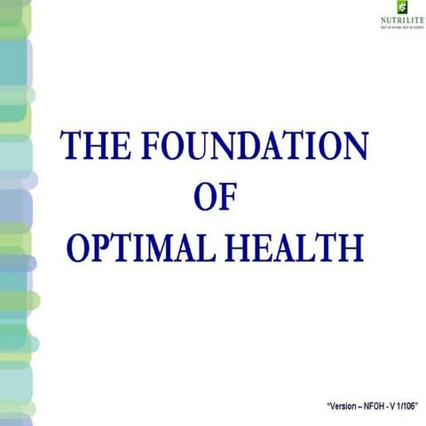 foundation of optimal health(by NHI) | PDF | Wellness | Healthy Living