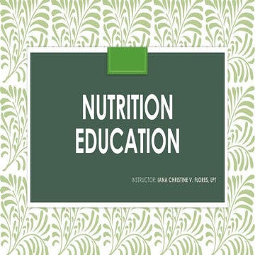 Nutrition-education BTLED 1C PowerPoint Presentation | PPTX