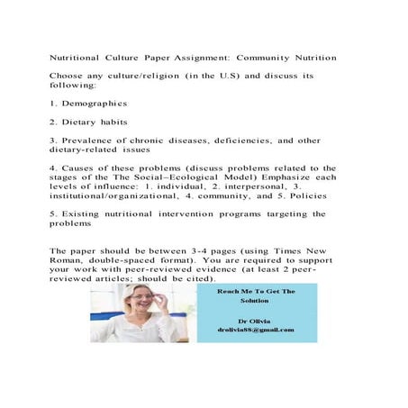 Nutritional Culture Paper Assignment Community NutritionChoos | DOCX