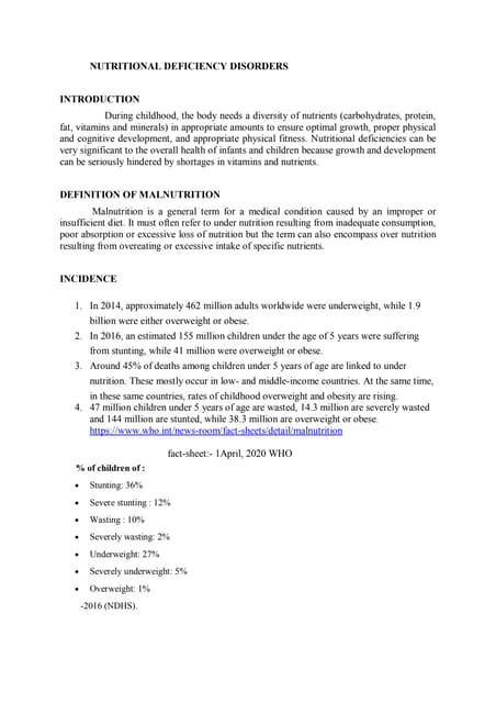 Nutritional Deficiency Disorders Pdf
