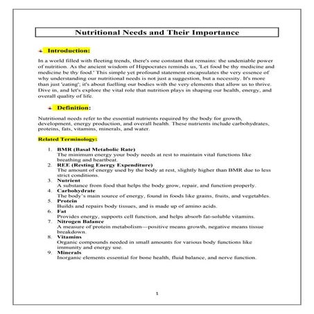 Basic concepts of Nutrition | PPTX