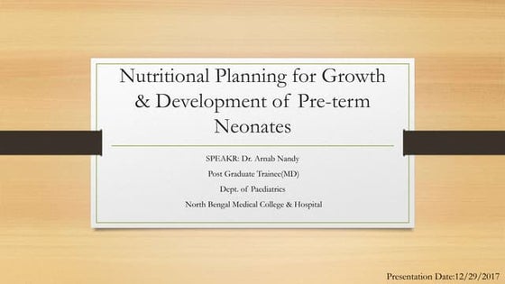Nutritional management for high risk neonate | PPTX