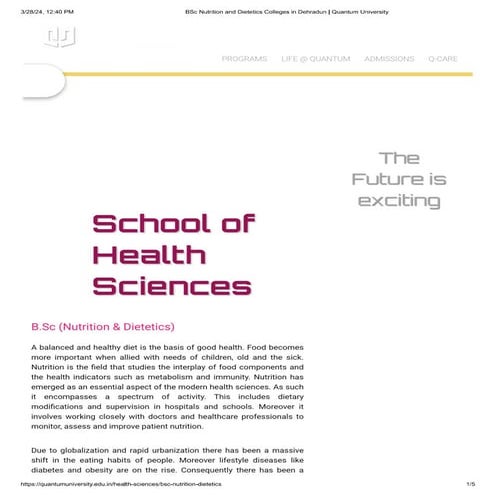 Transforming Lives Through Nutrition: Quantum University's B.Sc in ...