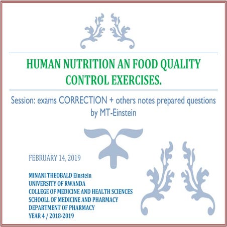 QUESTIONS ABOUT NUTRITION AND FOOD QUALITY CONTROL | PDF