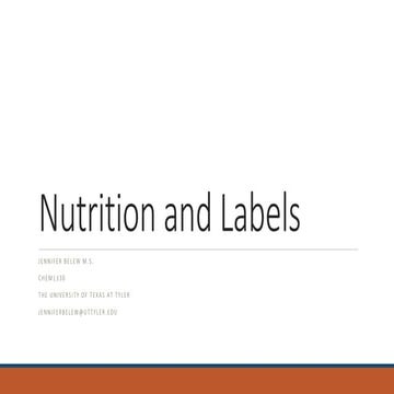 Nutrition and labels | PPT
