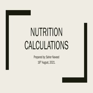 Nutrition calculations | PDF