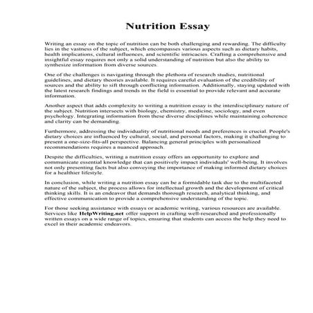 Nutrition Essay | PDF