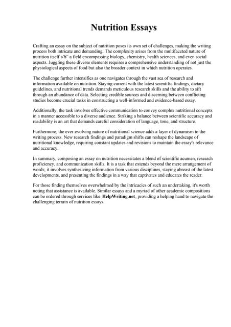 Nutrition Essay | PDF