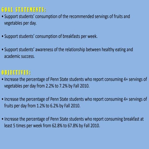 Nutrition Goals And Objectives | PPTX