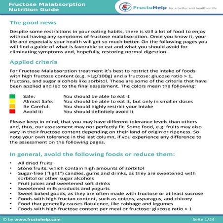 What To Eat When Suffering From Fructose Malabsorption | PDF