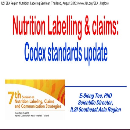 Nutrition Labeling & Claims CODEX Update 2012 | PDF