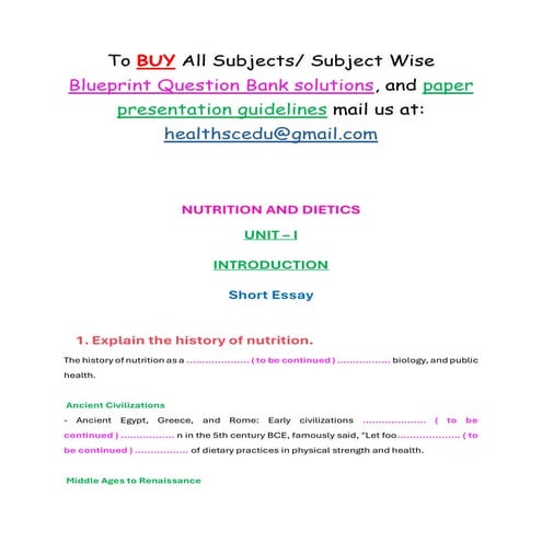 RGUHS BSc Nursing Nutrition Notes, All types of question answers are ...