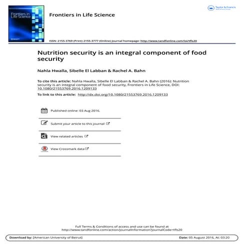 Nutrition security is an integral component of food security | PDF ...
