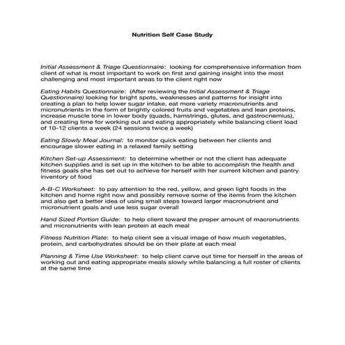 Nutrition Self Case Study | PDF