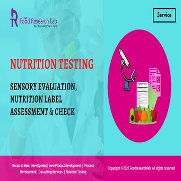 Nutrition sensory evaluation , label assessment foodresearchlab | PPT