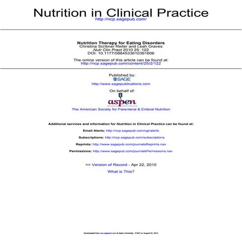Nutrition therapy for eating disorder | PDF