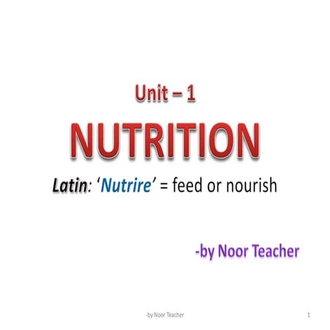Nutrition - Grade 10, SSC TS | PPTX