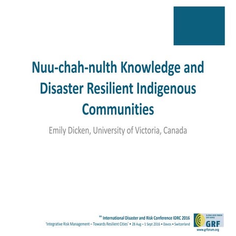 Nuu-chah-nulth Knowledge and Disaster Resilient Indigenous Communities ...