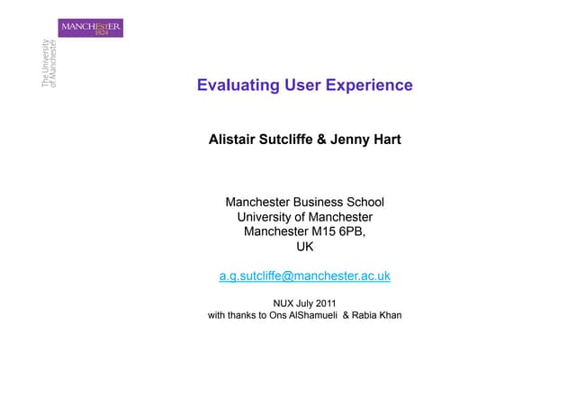 Evaluating User Experience | PDF Evaluating User Experience | PDF