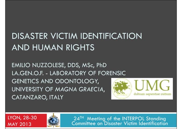 FASTID project - FAST and efficient international disaster victim ...