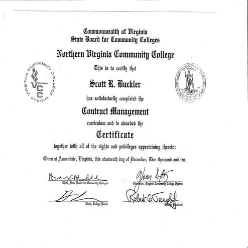 NVCC Certificate Contract Management-Dec 2010 | PDF