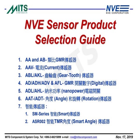 Nve sensor selection guide tw-11172019 | PPT