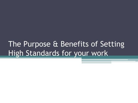 Setting Standards in the Workplace | PDF | Business | Business and Finance