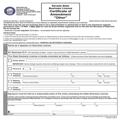 Nv state business license certificate | PDF